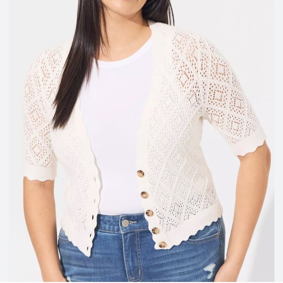 torrid | Sweaters | Torrid Pointelle Crop Cardigan Sweater 3x Short ...